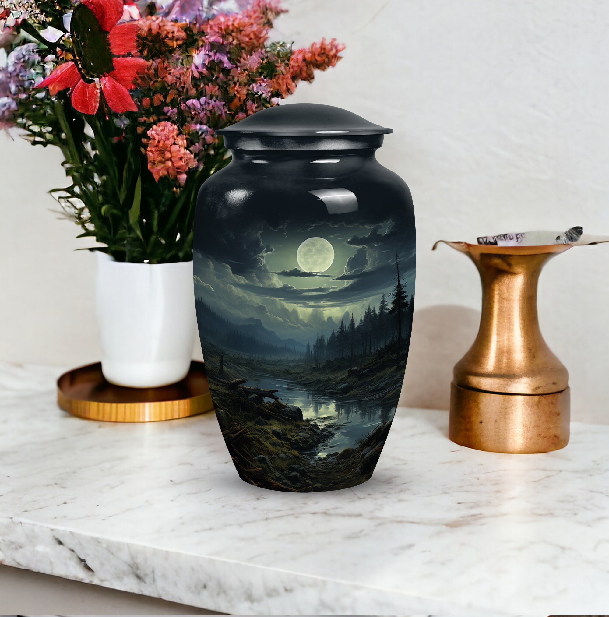 Engraved Moonlight Urn for Human Ashes Upto 200 Cubic Inches Keepsake ...