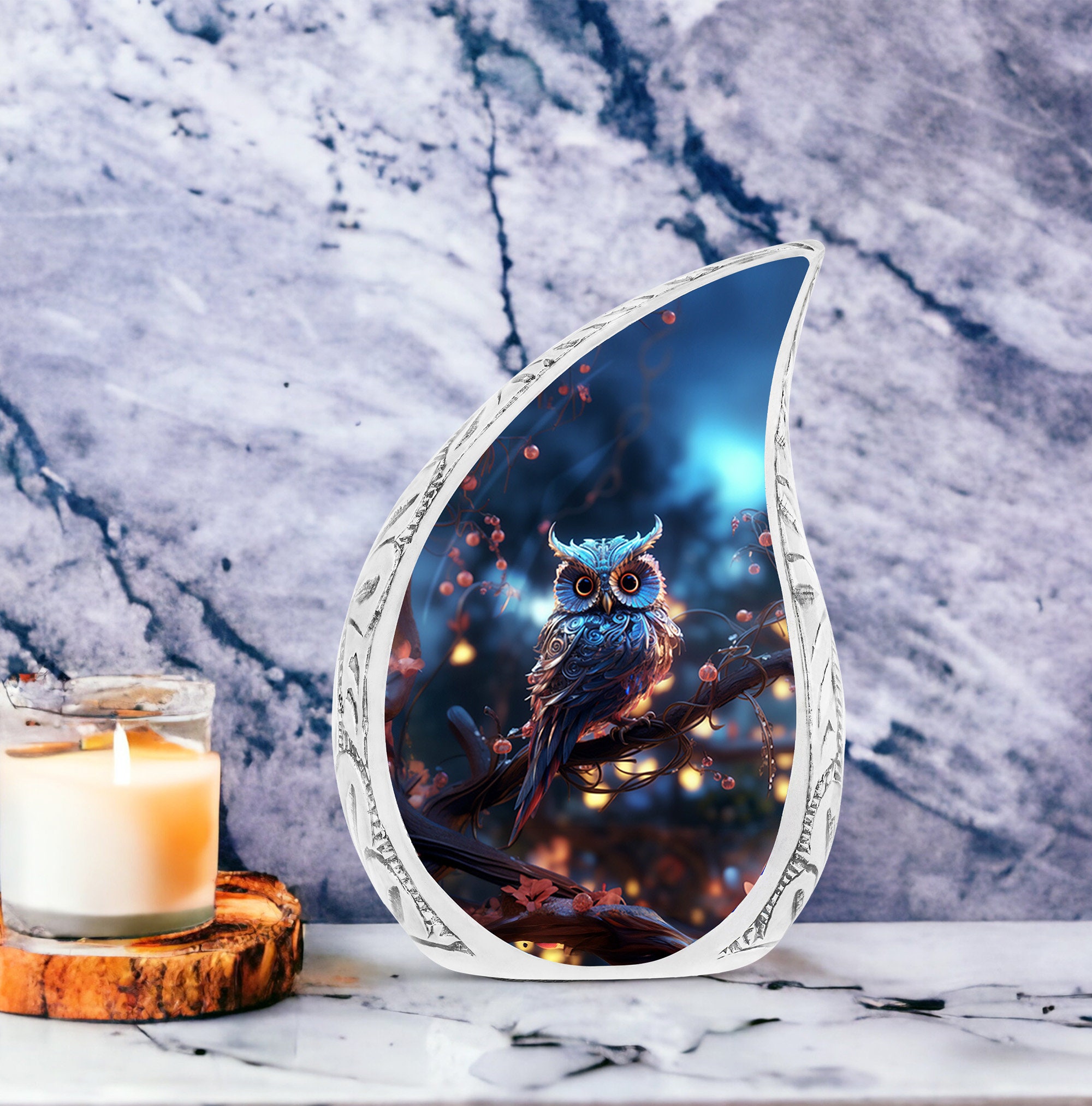 Enchanted Twilight Owl Keepsake in Teardrop Urns for Ashes Adult Female ...