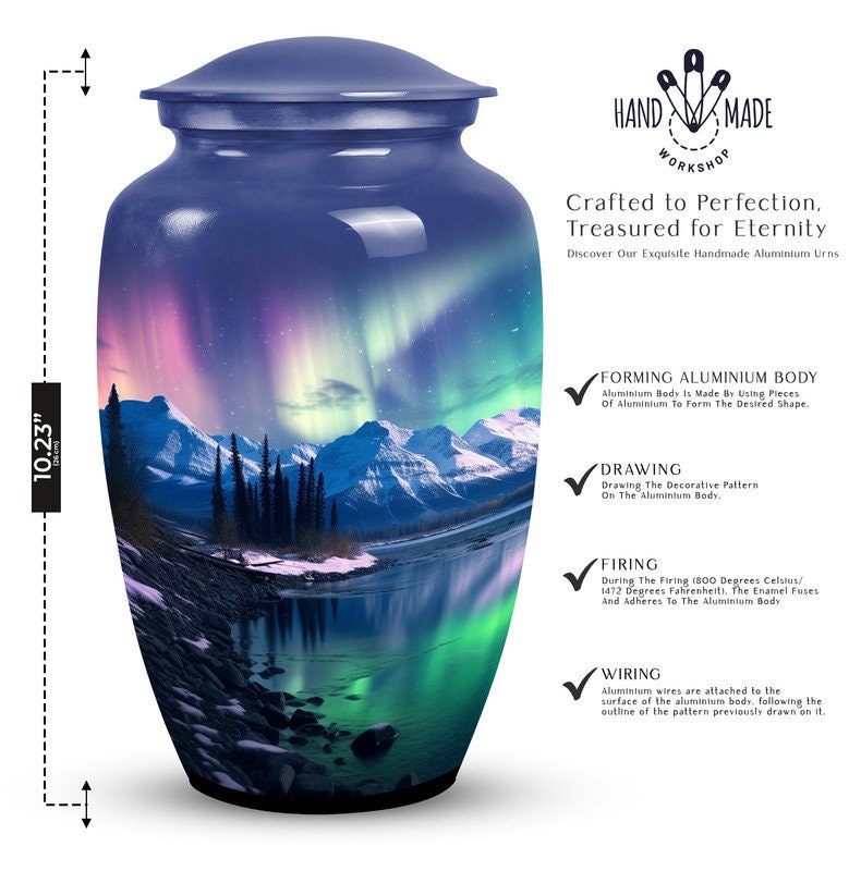 Majestic Northern Lights Memorial Urn A Tribute to Serenity Engrave ...