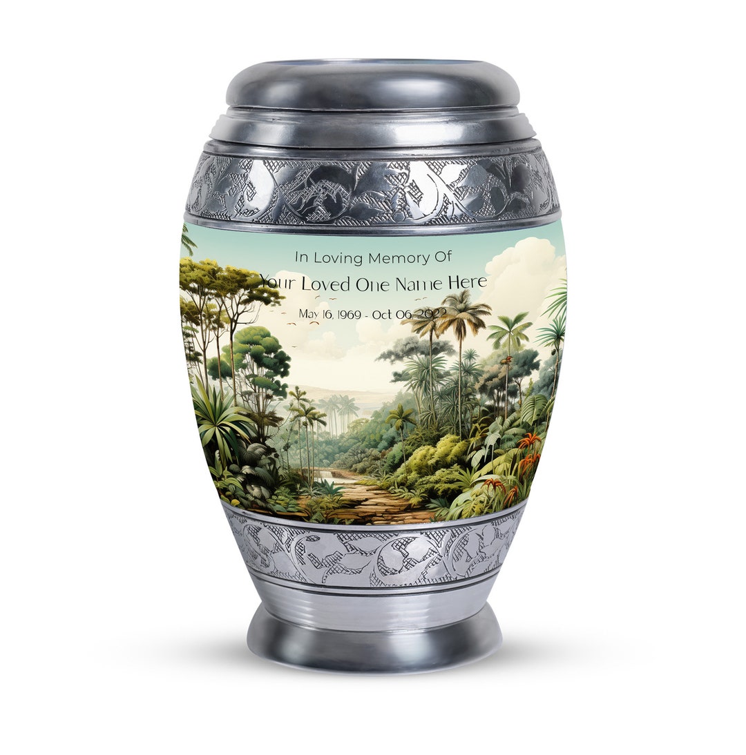 Custom Rainforest Nature-inspired Cremation Large Urns for Human Ashes ...