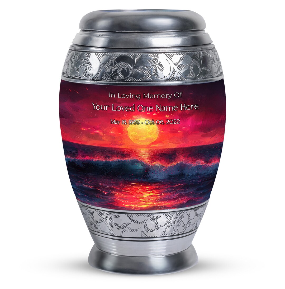 Handcrafted Oceanic Sunset Cremation Urn Upto 200 Cubic Inches Keepsake ...