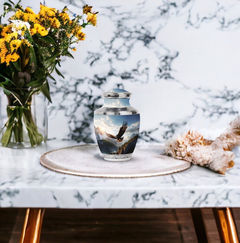 Cremation Urn Blue Valley Eagle Keepsake Drop Urn Elegant Memorial for ...
