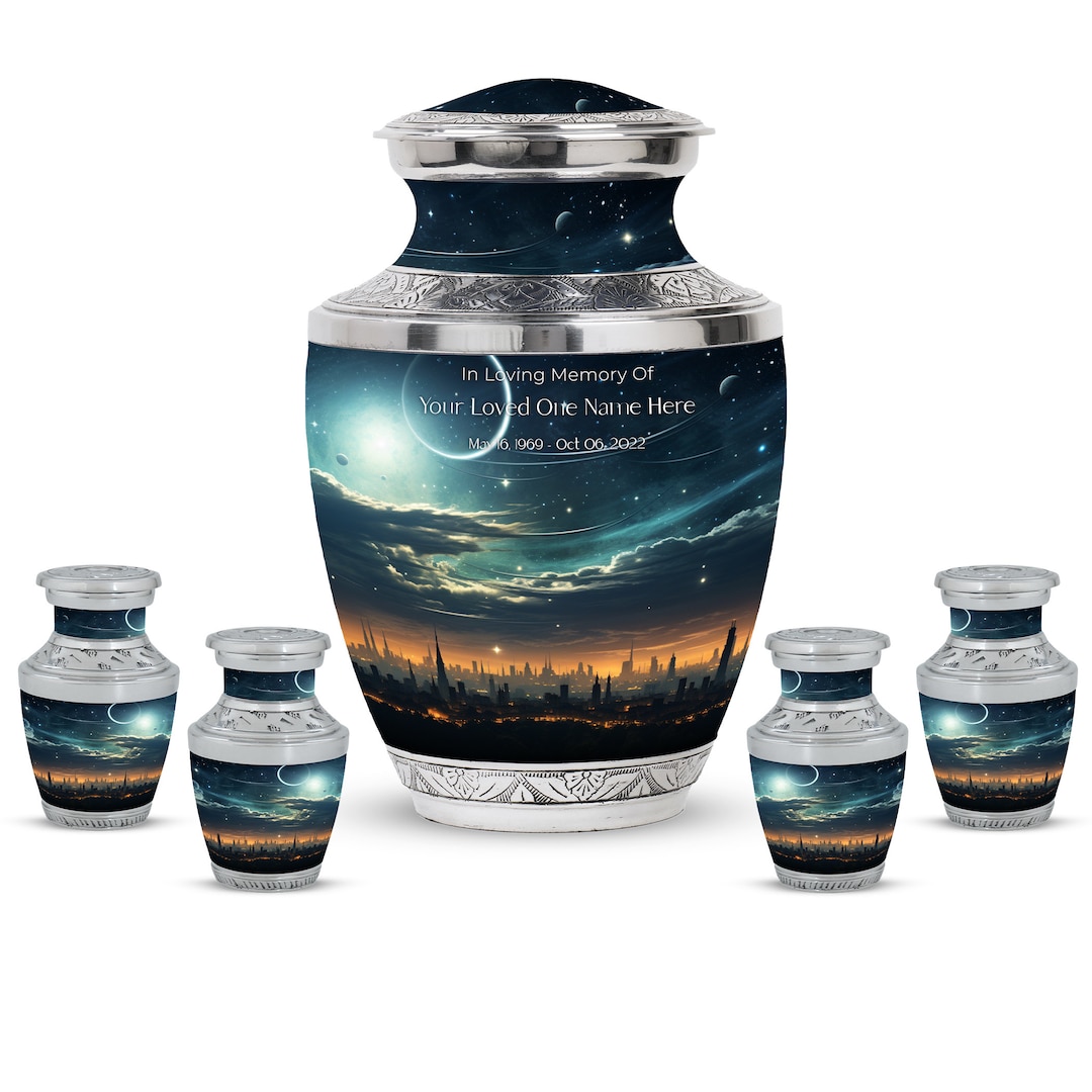 Celestial Tribute With Starry Night Sky Funeral Urns for Adult Human ...