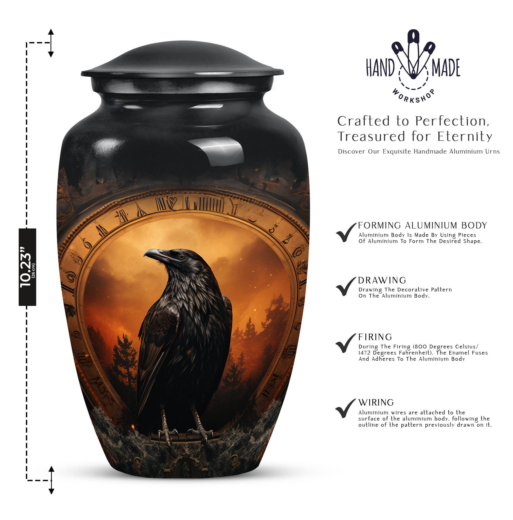 Midnight Raven Mystical Funeral Urns – Midnight Black With Twilight ...