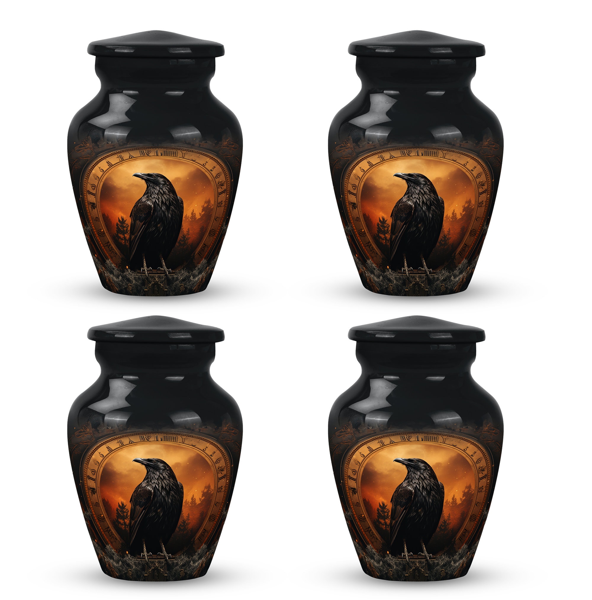 Midnight Raven Mystical Funeral Urns – Midnight Black With Twilight ...