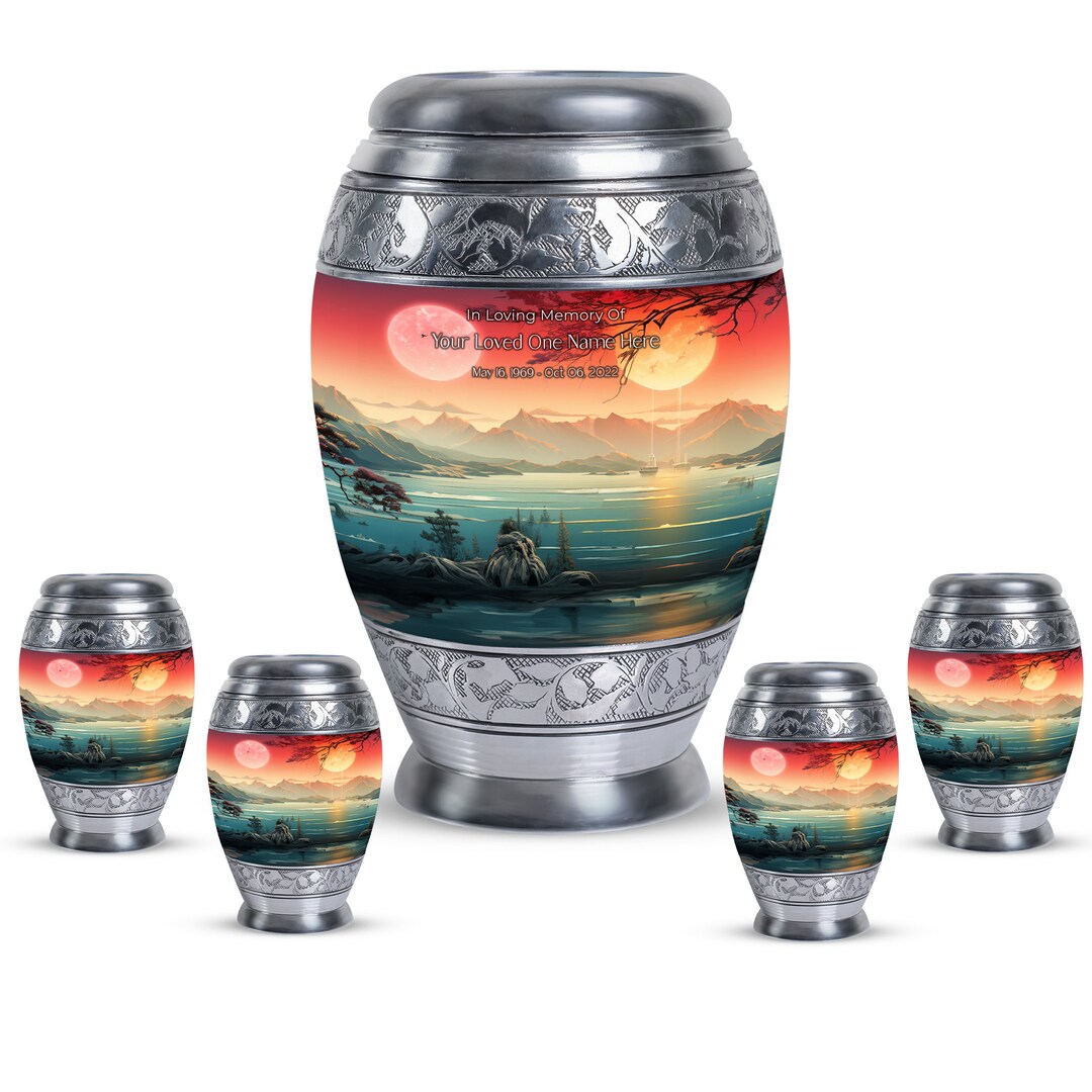 Mountain Sunset Scene Moon Landscape Burial Urns for Ashes Upto 200 ...