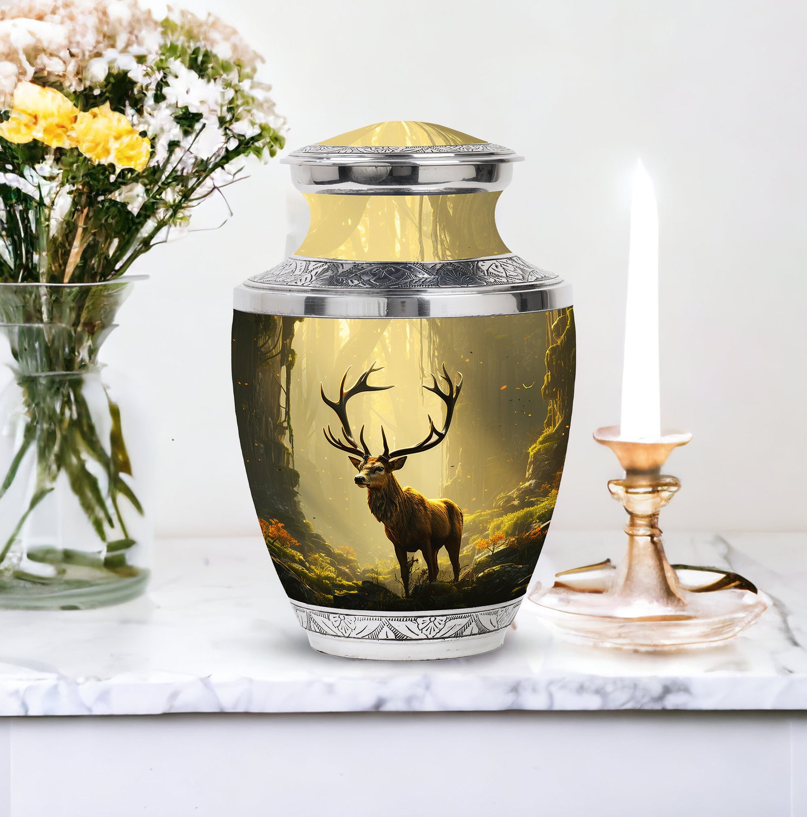 Personalized Forest Sunset Stag Cremation Urn Upto 200 Cubic Inches ...