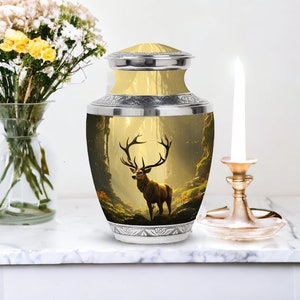 Personalized Forest Sunset Stag Cremation Urn Upto 200 Cubic Inches ...