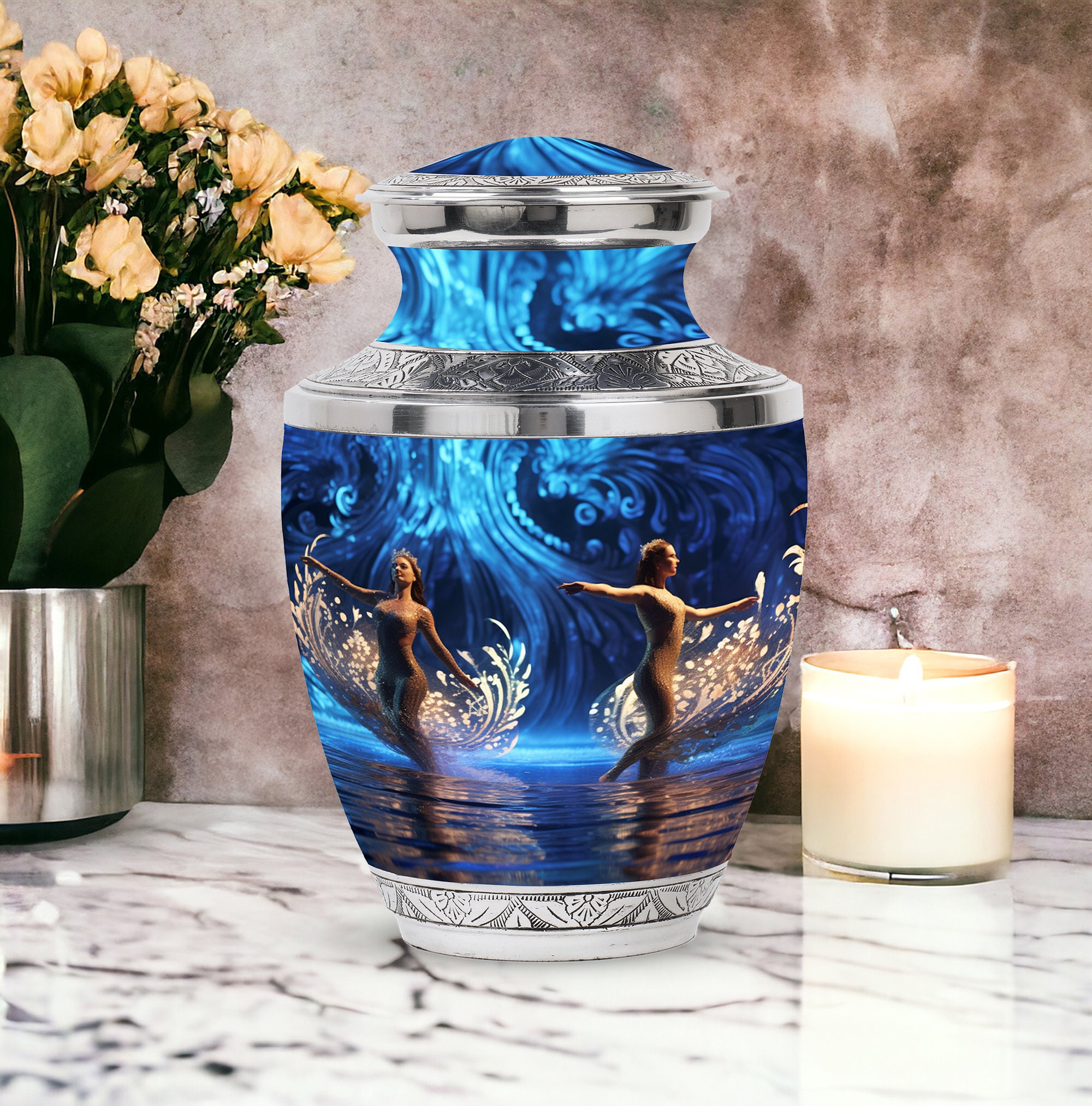 Mermaid Fantasy Cremation Urn for Human Ashes Adult Woman Upto 200 ...