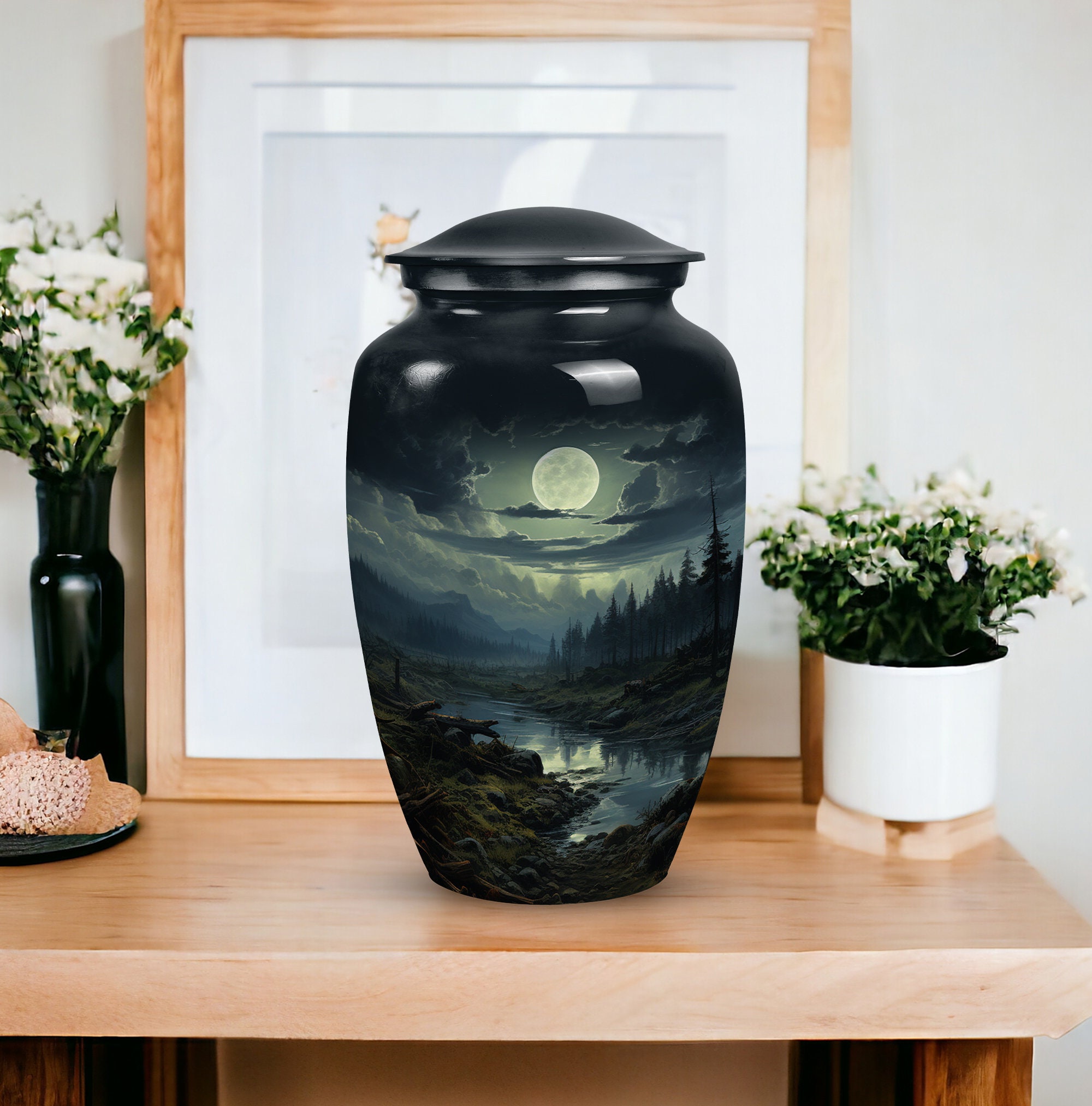 Engraved Moonlight Urn for Human Ashes Upto 200 Cubic Inches Keepsake ...