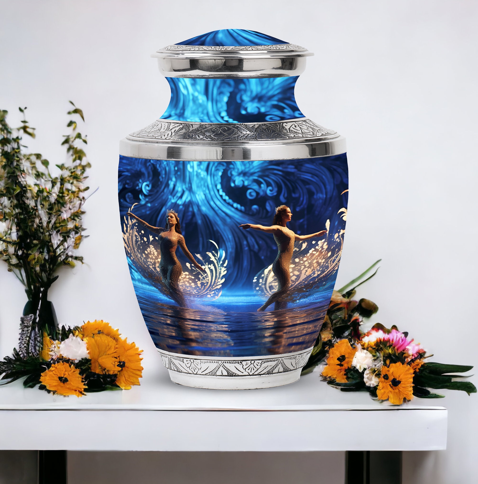 Mermaid Fantasy Cremation Urn for Human Ashes Adult Woman Upto 200 ...