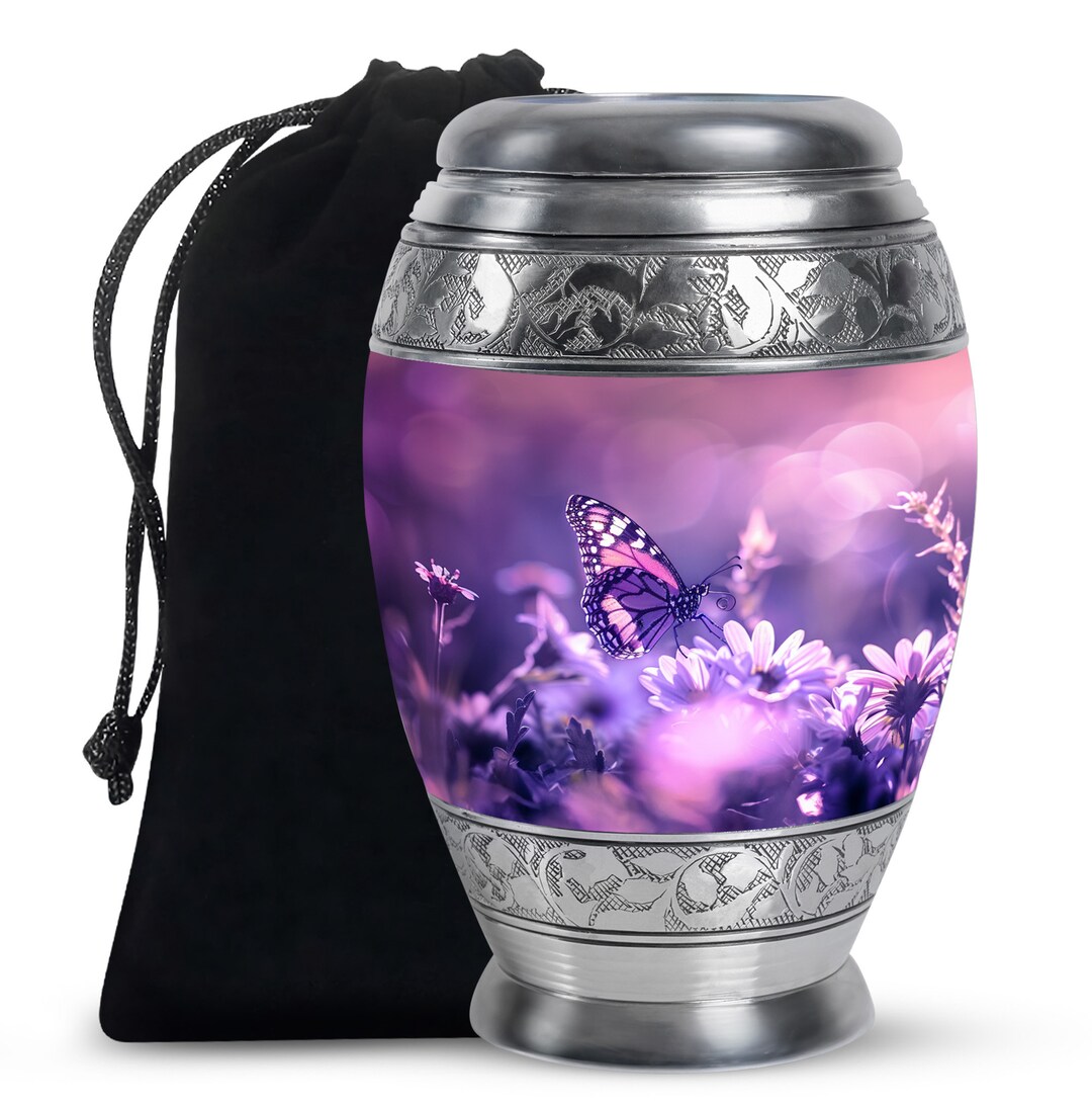 Lavender Butterfly Urn for Ashes - Decorative Memorial Urn ...