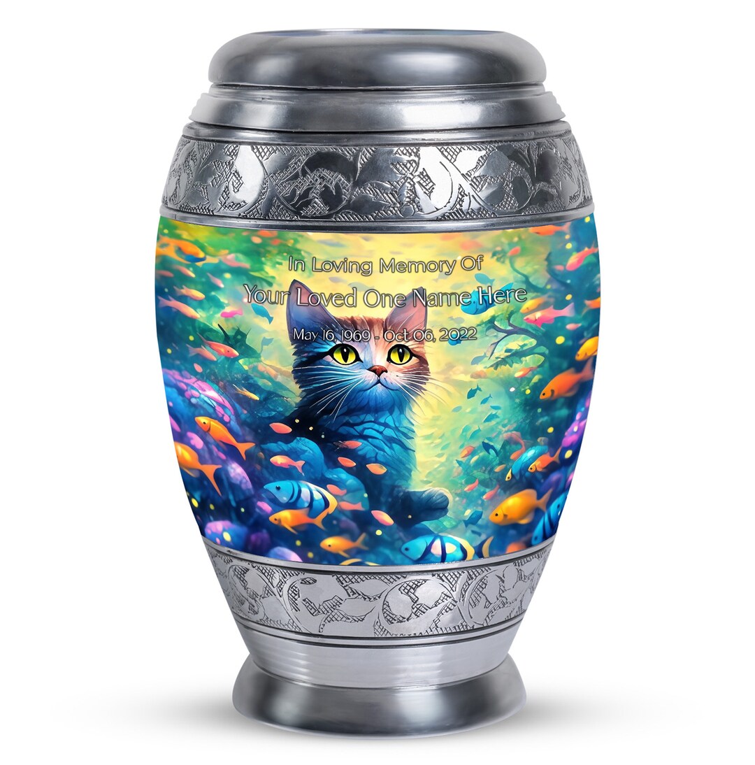 Engraved Cat Urn for Ashes Small Pet Lover Urns for Ashes Keepsake Upto ...