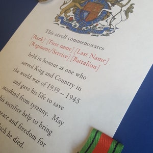 Replica World War II (WW2) Memorial Scroll With Inscription of ...