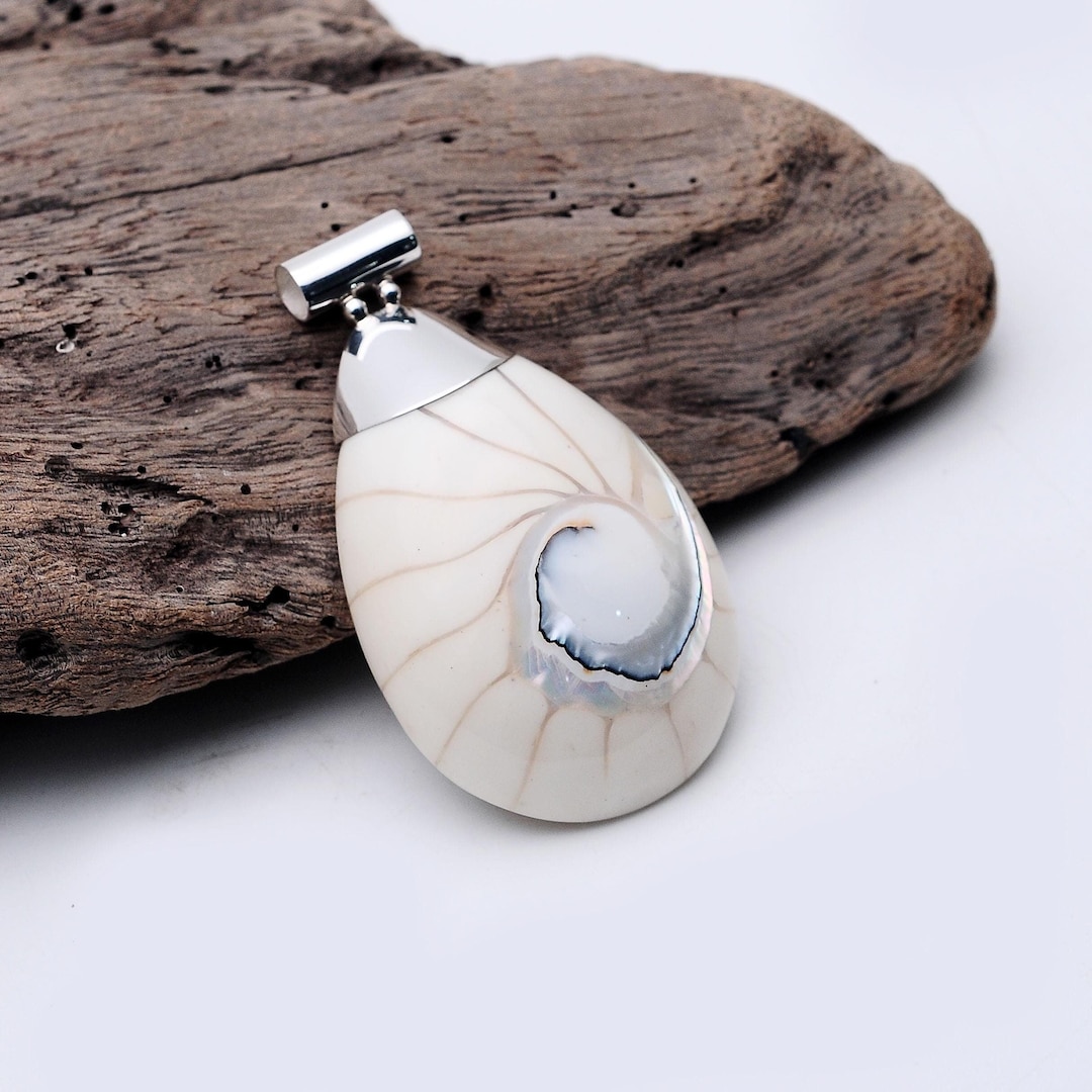 Handmade Nautilus Shell Pendant in 925 Sterling Silver, Unique Shell ...