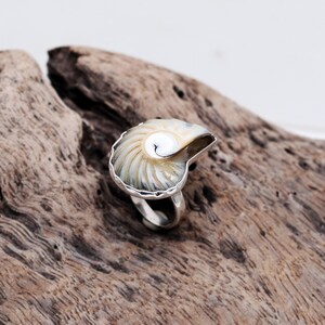 Adjustable Nautilus Shell Sterling Silver Ring – Bali Crafted Spiritual ...