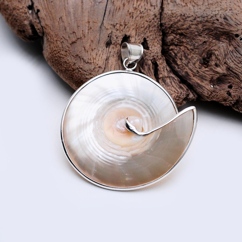 Sea Shell Pendant With 925 Sterling Silver, Silver Necklace, Handmade ...