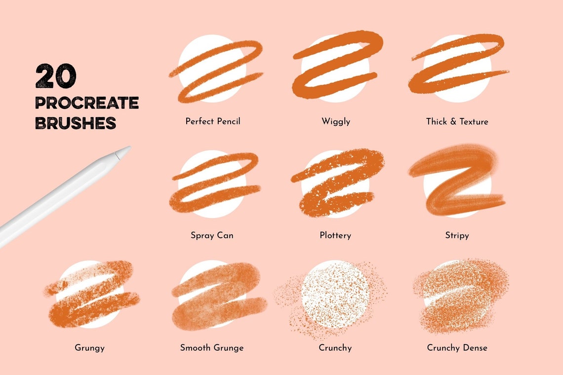 20 Texture Procreate Brushes, Instant Digital Download - Etsy