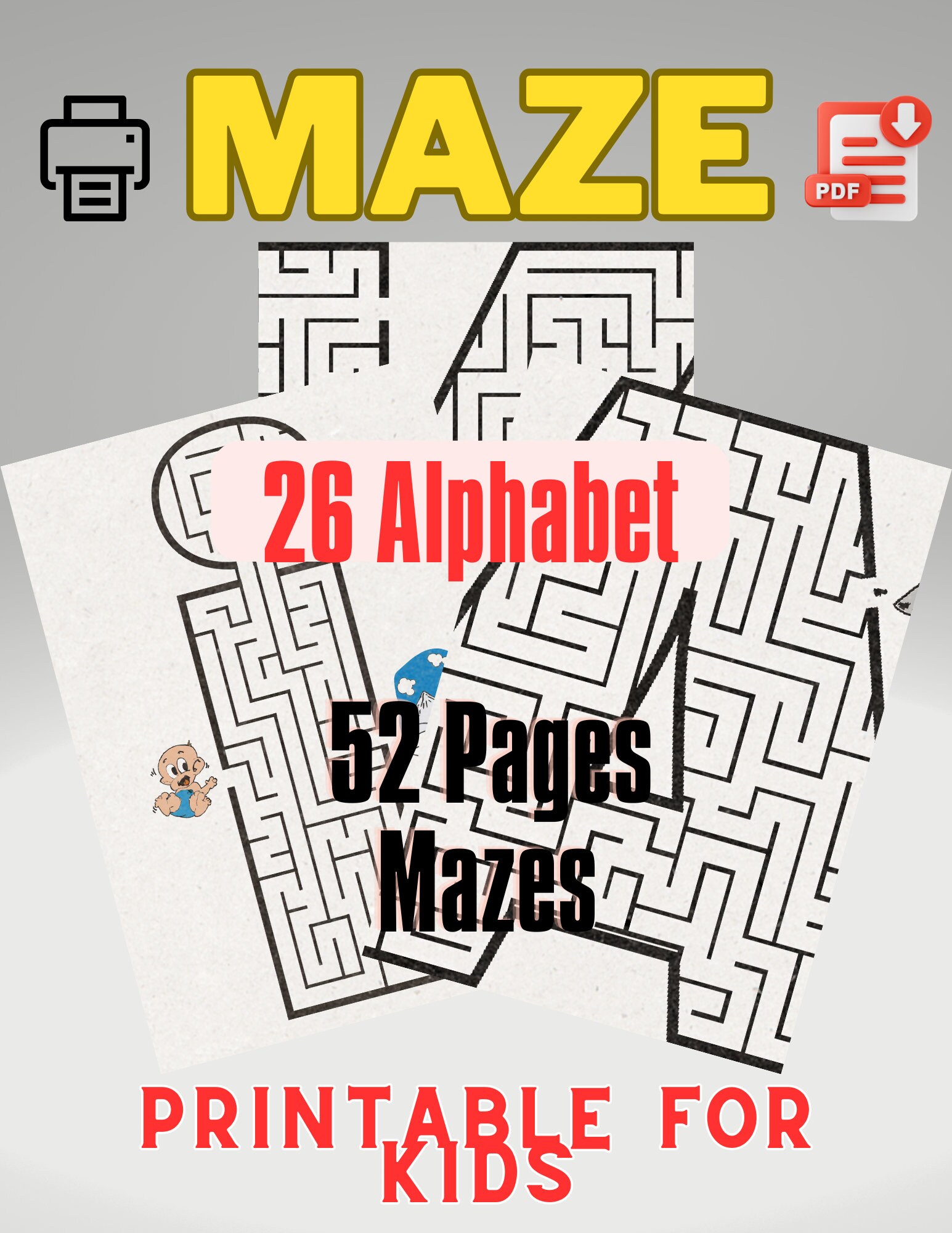 26 Alphabet Mazes to Print for Kids With Fun Educational Activities ...