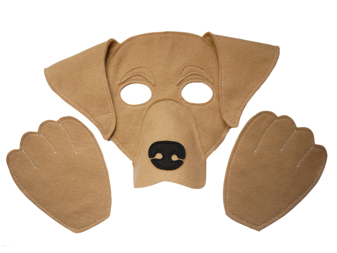 Golden Labrador Costume Mask and Paws, Halloween, Book Day Costume, Dog ...
