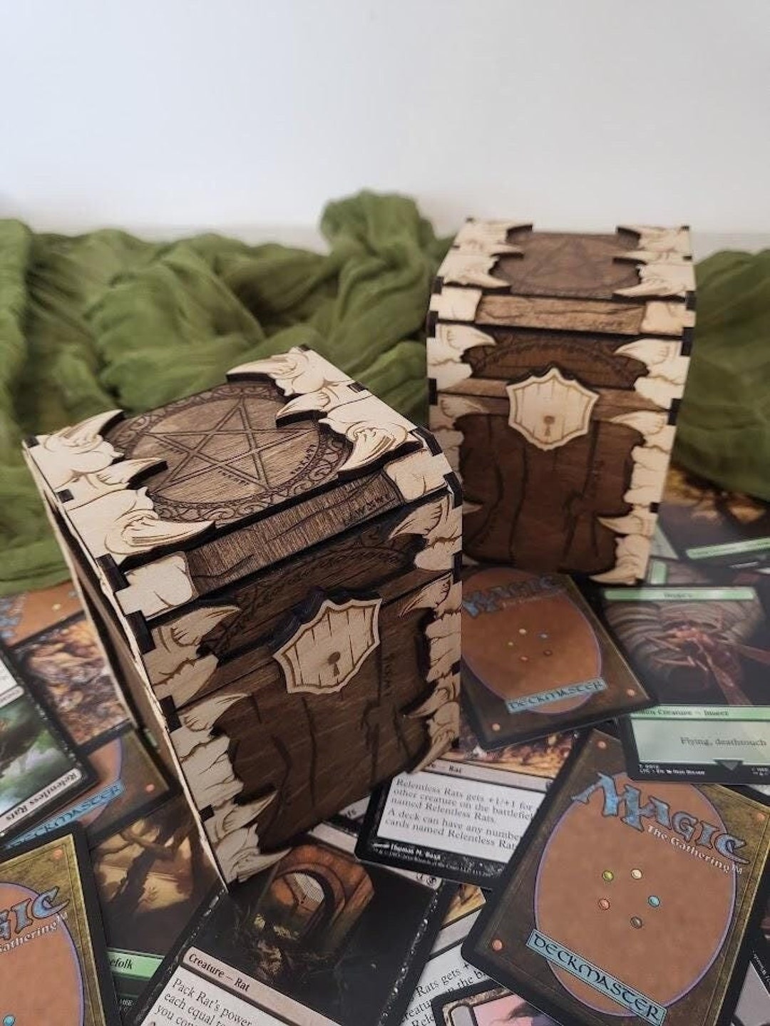 Mimic MTG Card Box, Wooden Card Box for Oracle Cards, MTG Cards, TTRPG ...