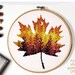 Leaves autumn Modern Cross Stitch Pattern nature easy counted | Etsy