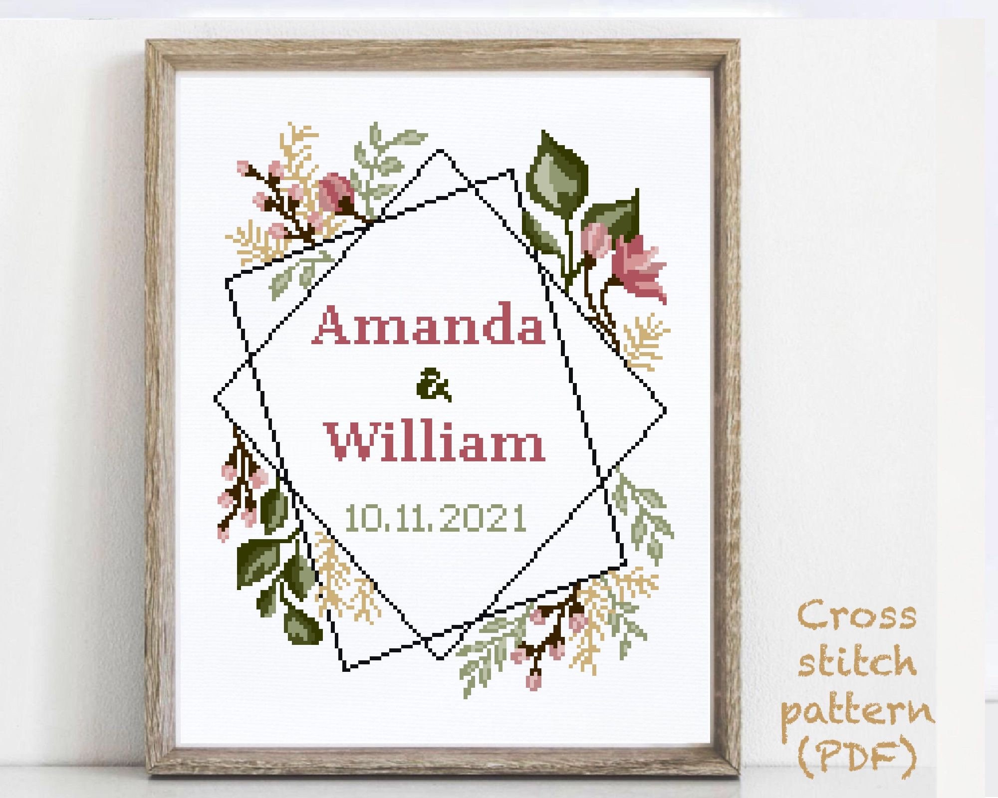 Wedding Modern Cross Stitch Pattern Personalized Customized | Etsy