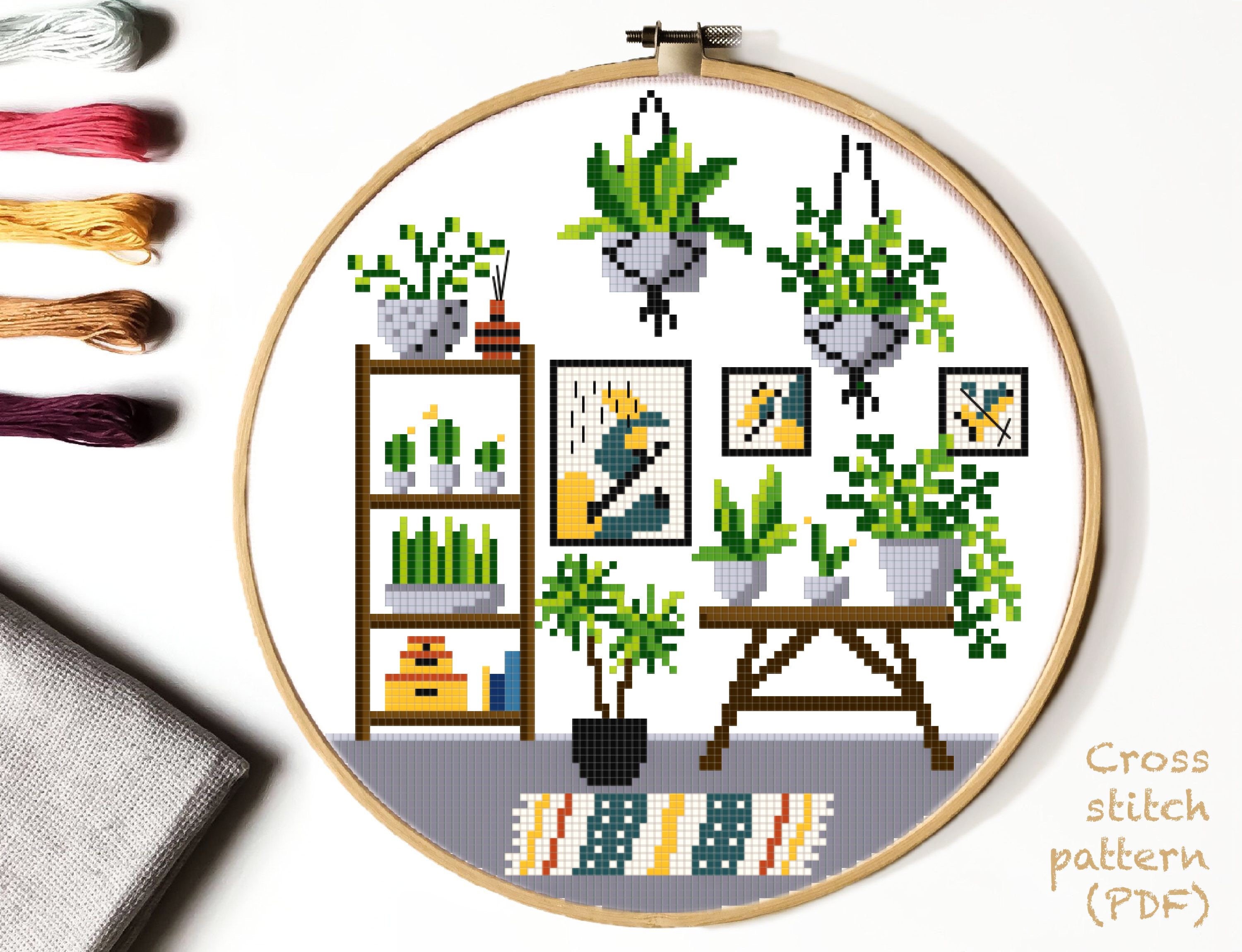 Plants Modern Cross Stitch Pattern Flower Counted Cross | Etsy