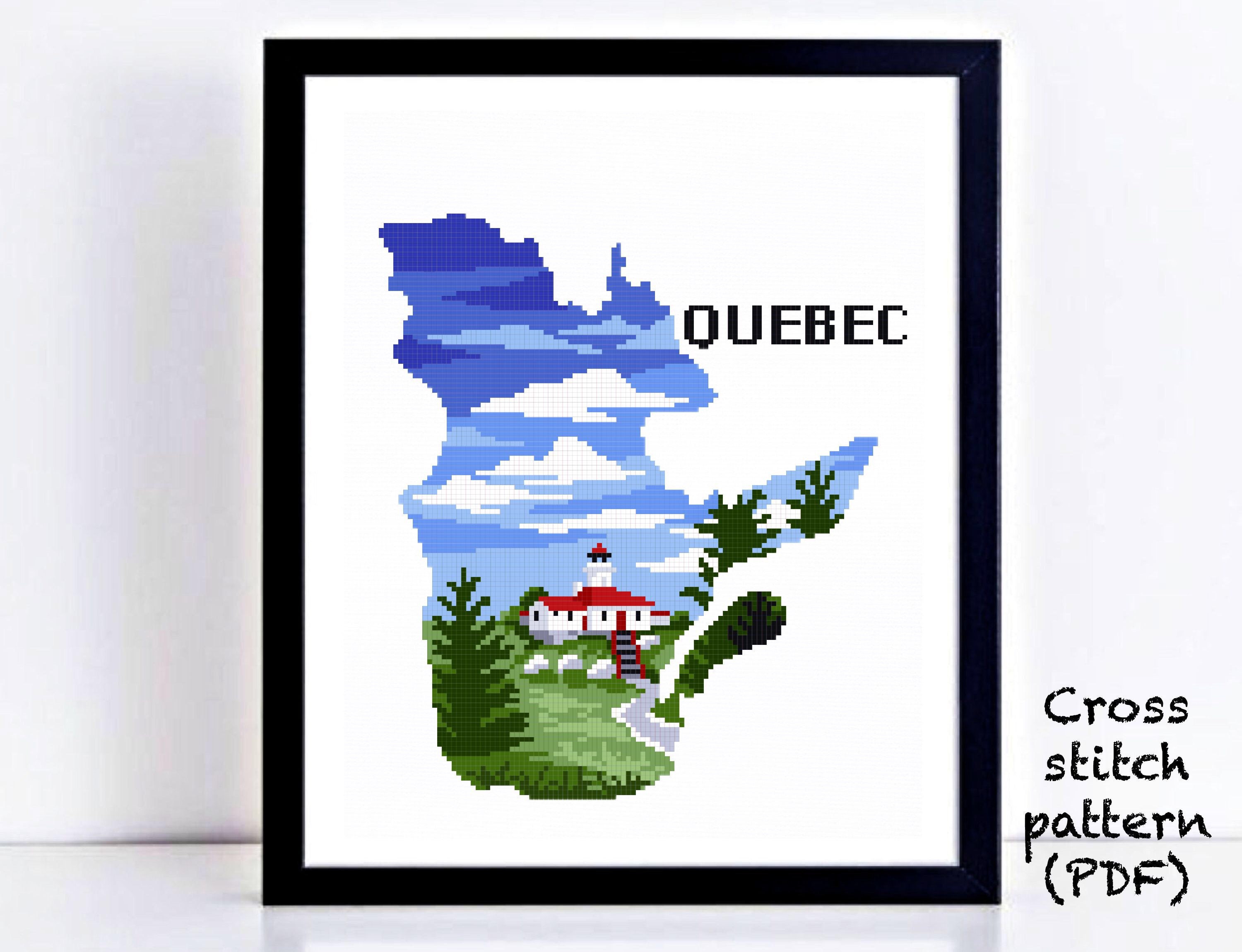 Quebec Province Canada Modern Cross Stitch Pattern the - Etsy