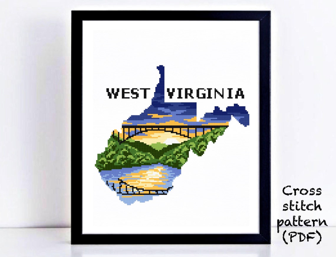 West Virginia Modern Cross Stitch Pattern Nature Easy Counted - Etsy
