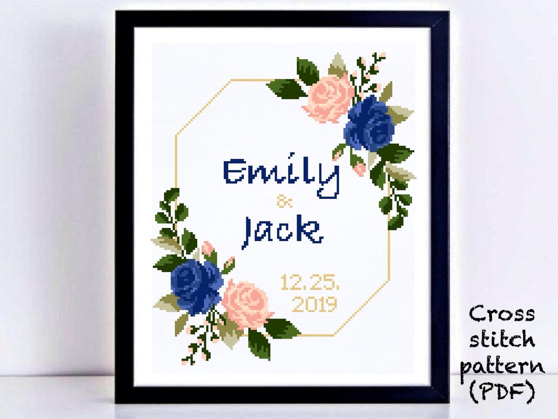 Wedding Modern Cross Stitch Pattern Personalized Counted - Etsy