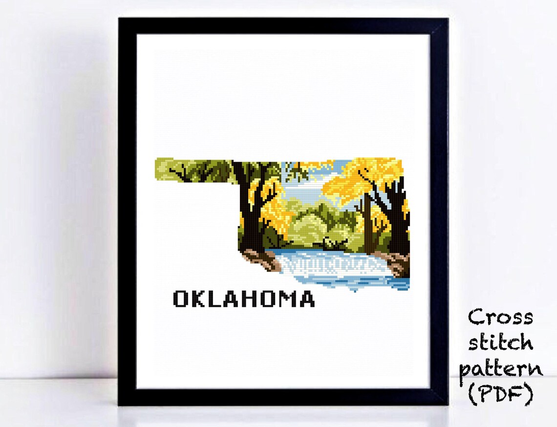 Oklahoma State Modern Cross Stitch Pattern Chickasaw National | Etsy
