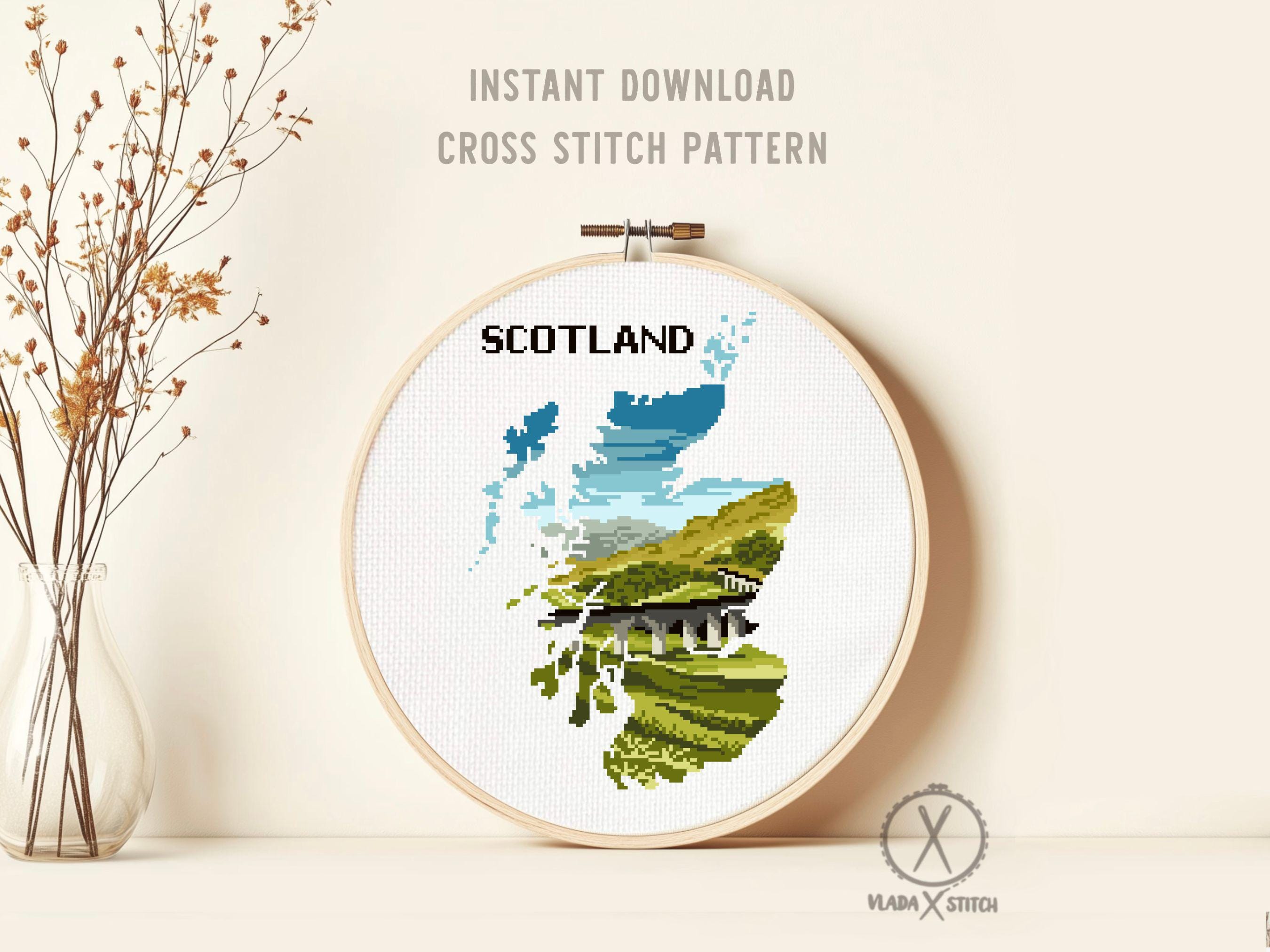 Scotland Silhouette Modern Cross Stitch Pattern, Country, Nature Easy ...