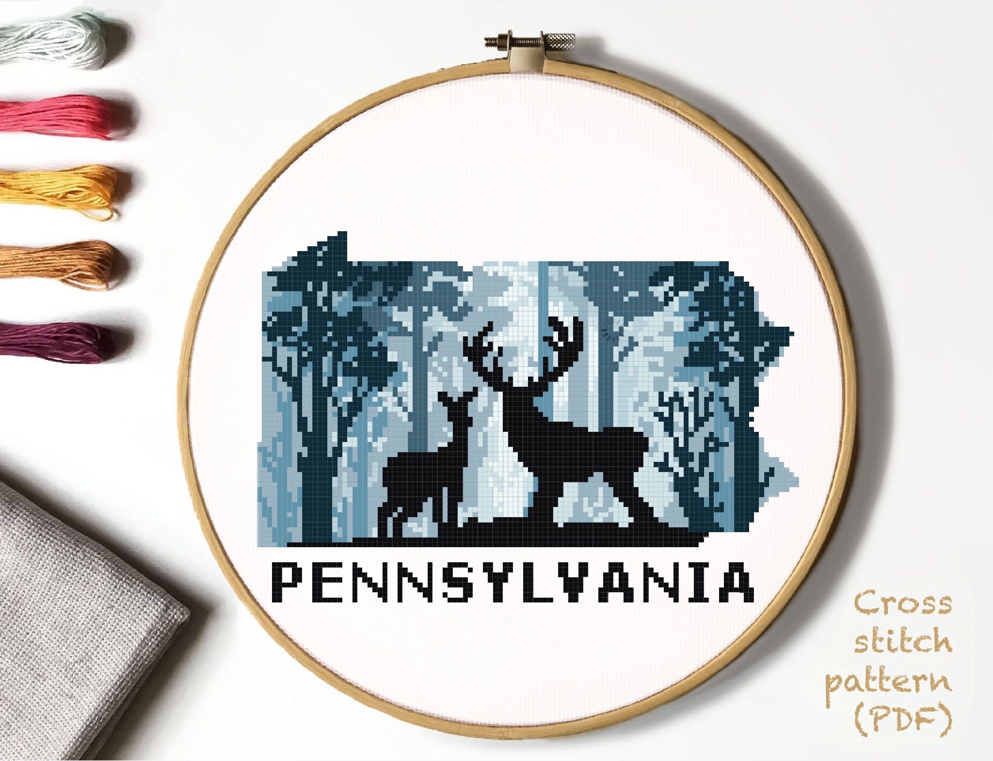 Pennsylvania State Modern Cross Stitch Pattern Nature Easy | Etsy