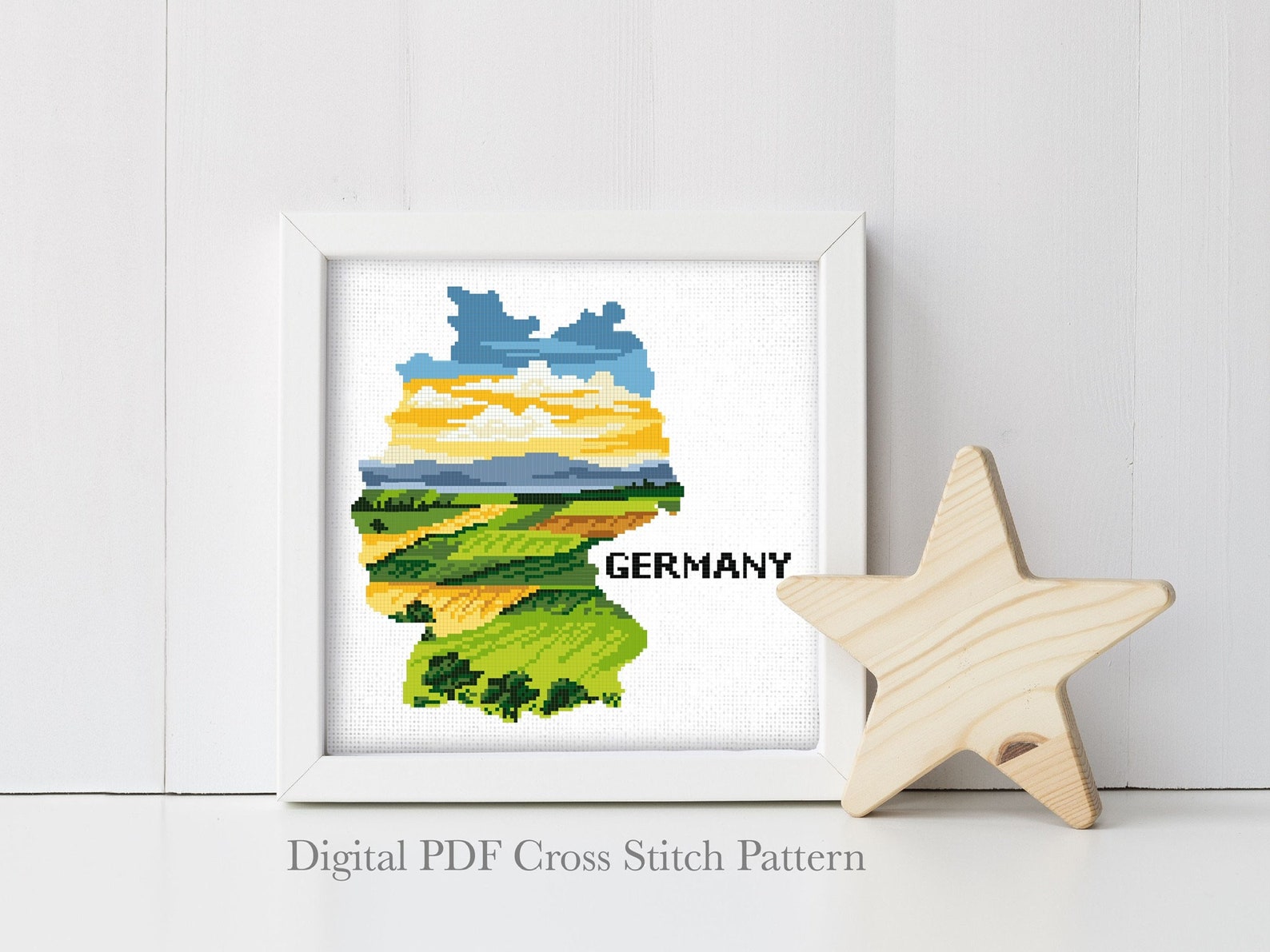 Germany Modern Cross Stitch Pattern, Nature Easy Counted Cross Stitch ...