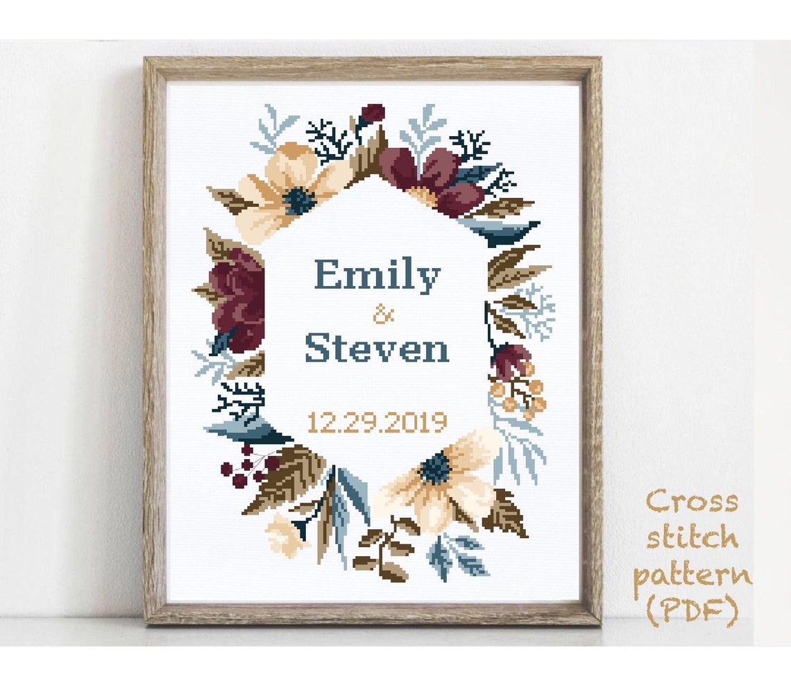 Wedding Modern Cross Stitch Pattern Personalized Counted - Etsy