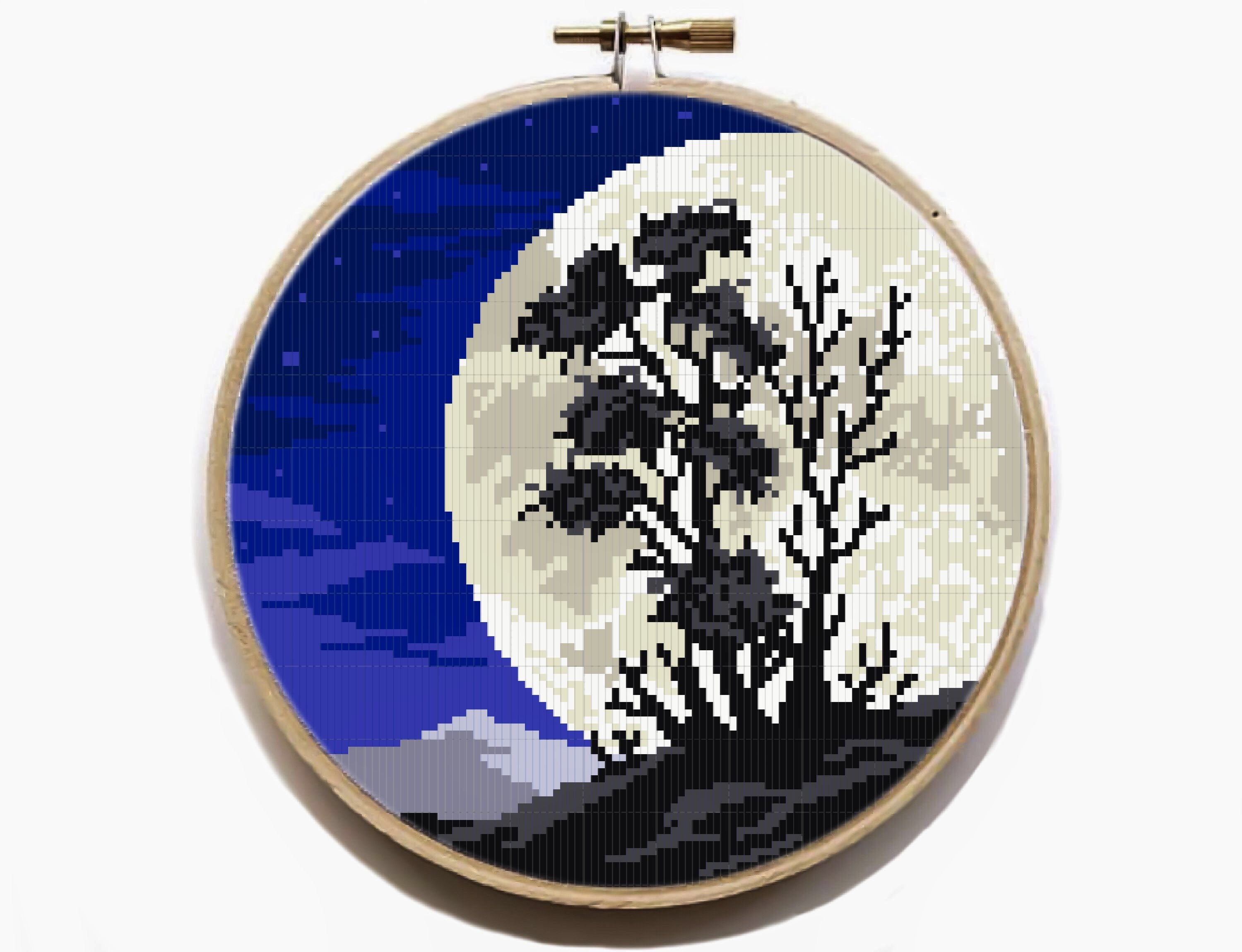 Moon Modern Cross Stitch Pattern Nature Counted Cross Stitch - Etsy