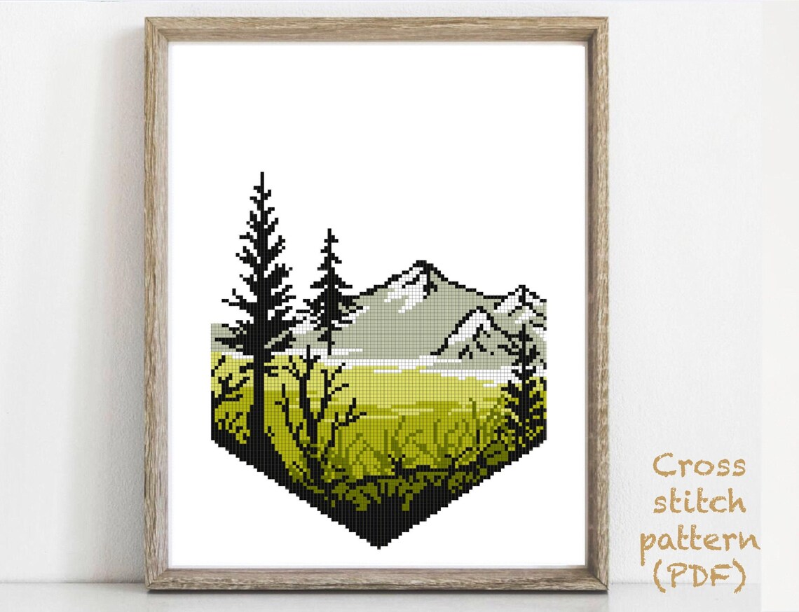 Landscape Modern Cross Stitch Pattern Nature Easy Counted | Etsy