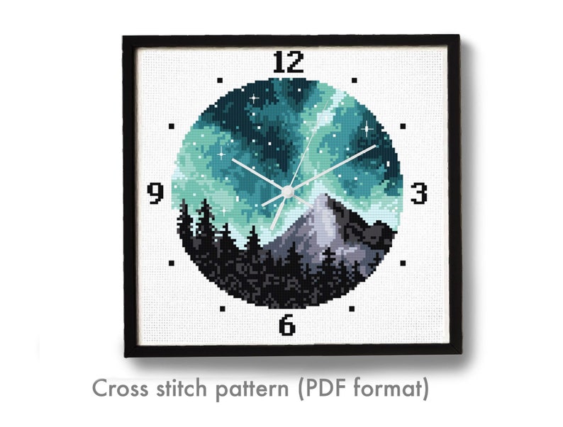 Clock Modern Cross Stitch Pattern Nature Cross Stitch | Etsy