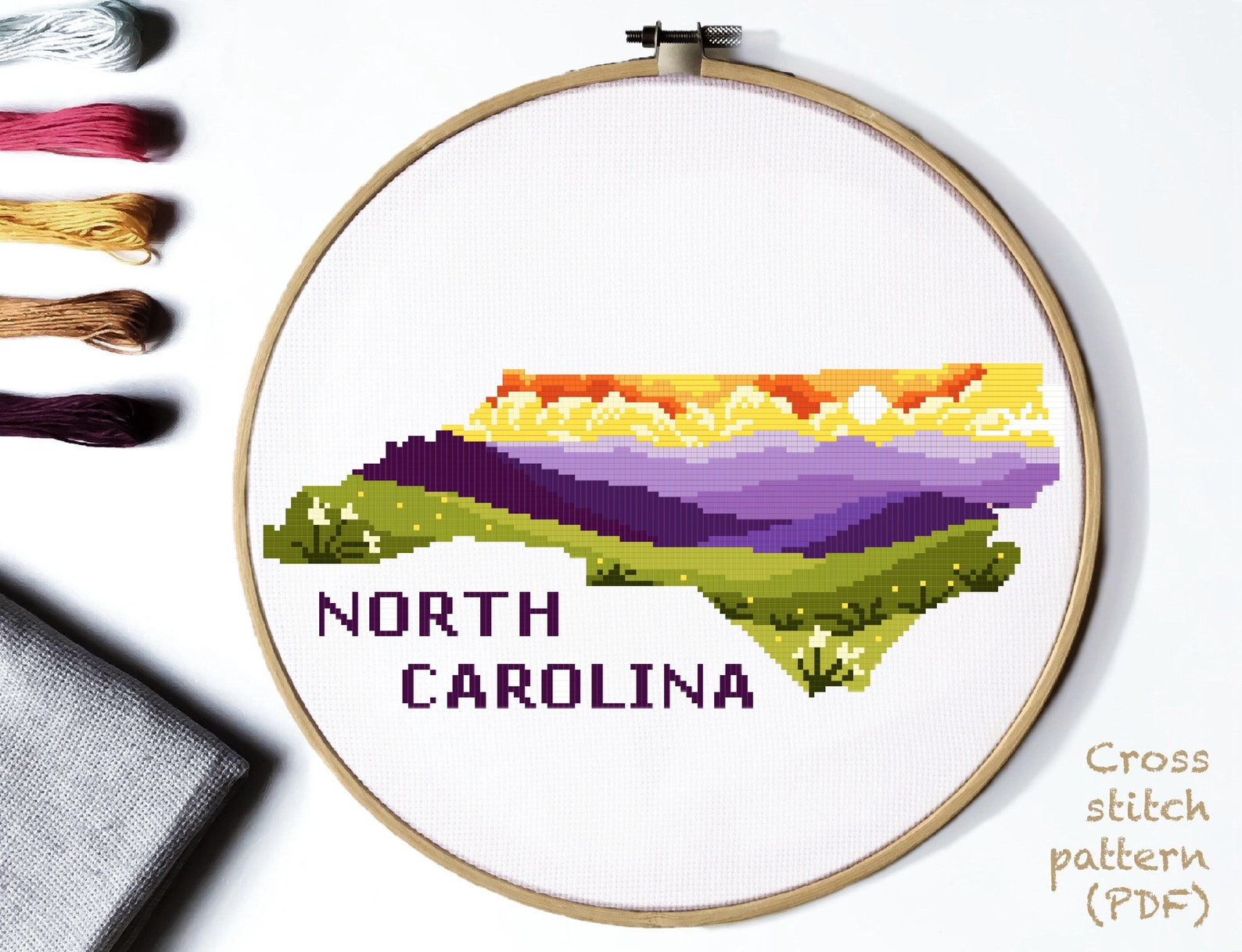 North Carolina State Modern Cross Stitch Pattern Nature - Etsy