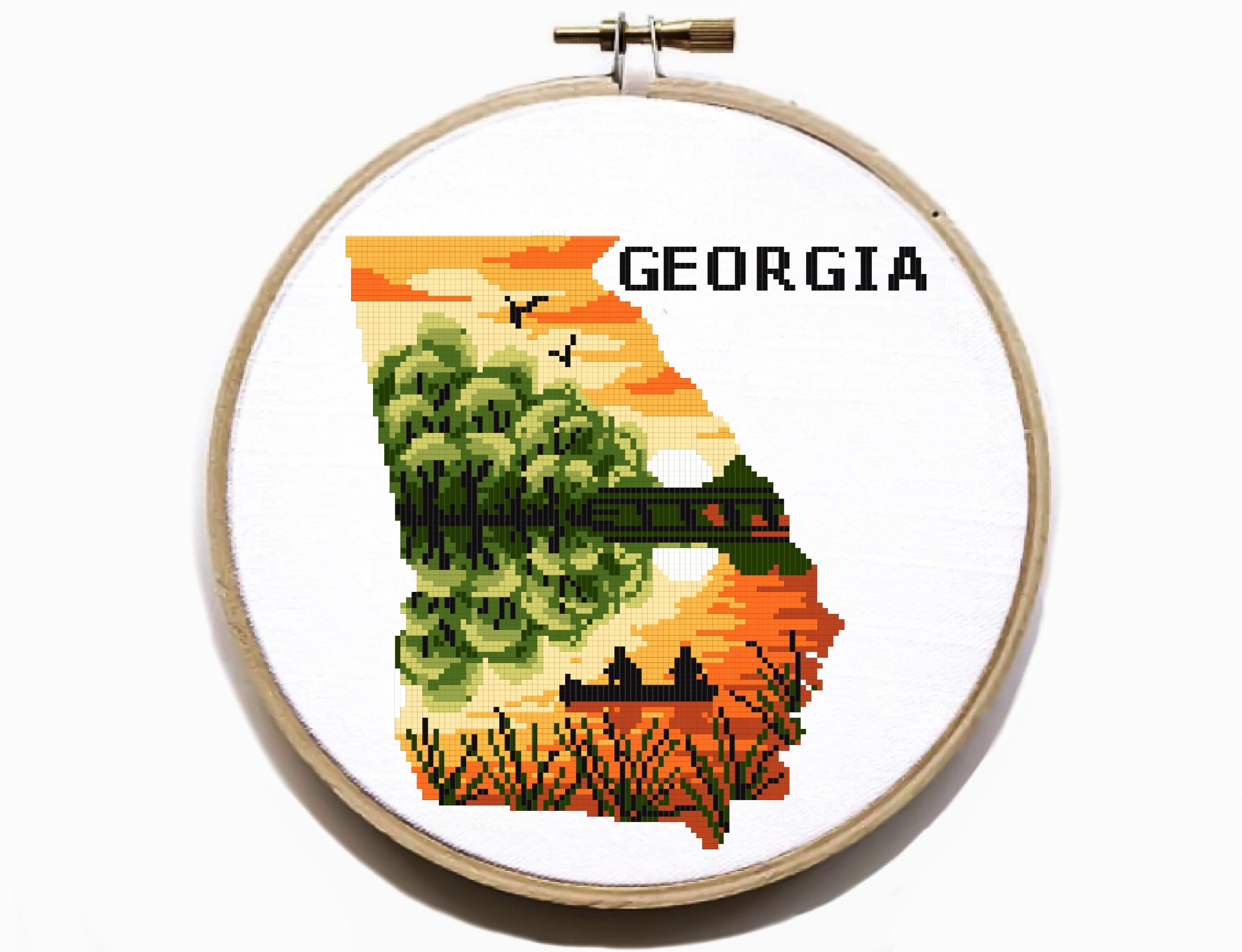 Georgia US State Modern Cross Stitch Pattern Nature Counted - Etsy