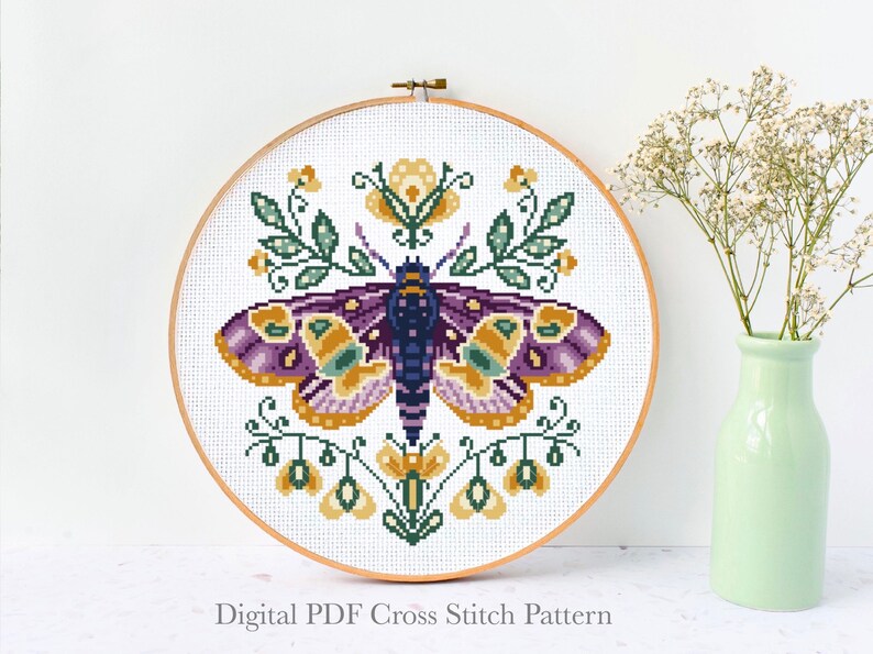Moths Modern Cross Stitch Pattern Insect Cross Stitch - Etsy