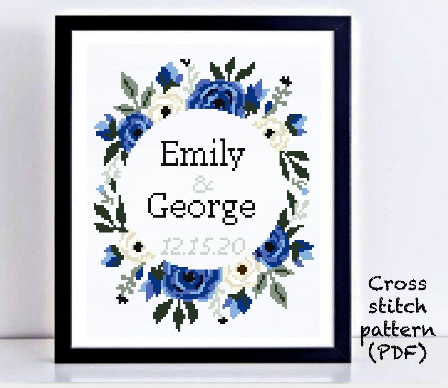 Wedding Modern Cross Stitch Pattern Personalized Customized | Etsy