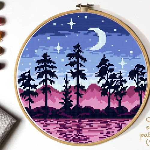 Landscape Modern Cross Stitch Pattern Nature Counted Cross - Etsy