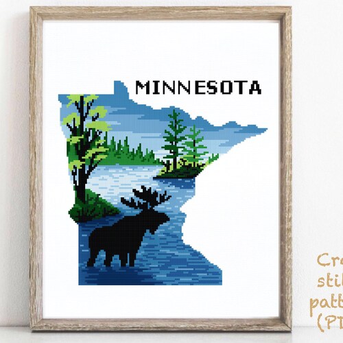 Minnesota State Flower Modern Cross Stitch Pattern PDF Map - Etsy