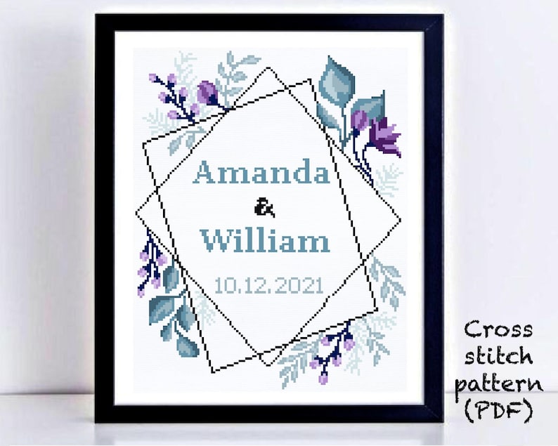 Wedding Modern Cross Stitch Pattern Personalized Counted - Etsy