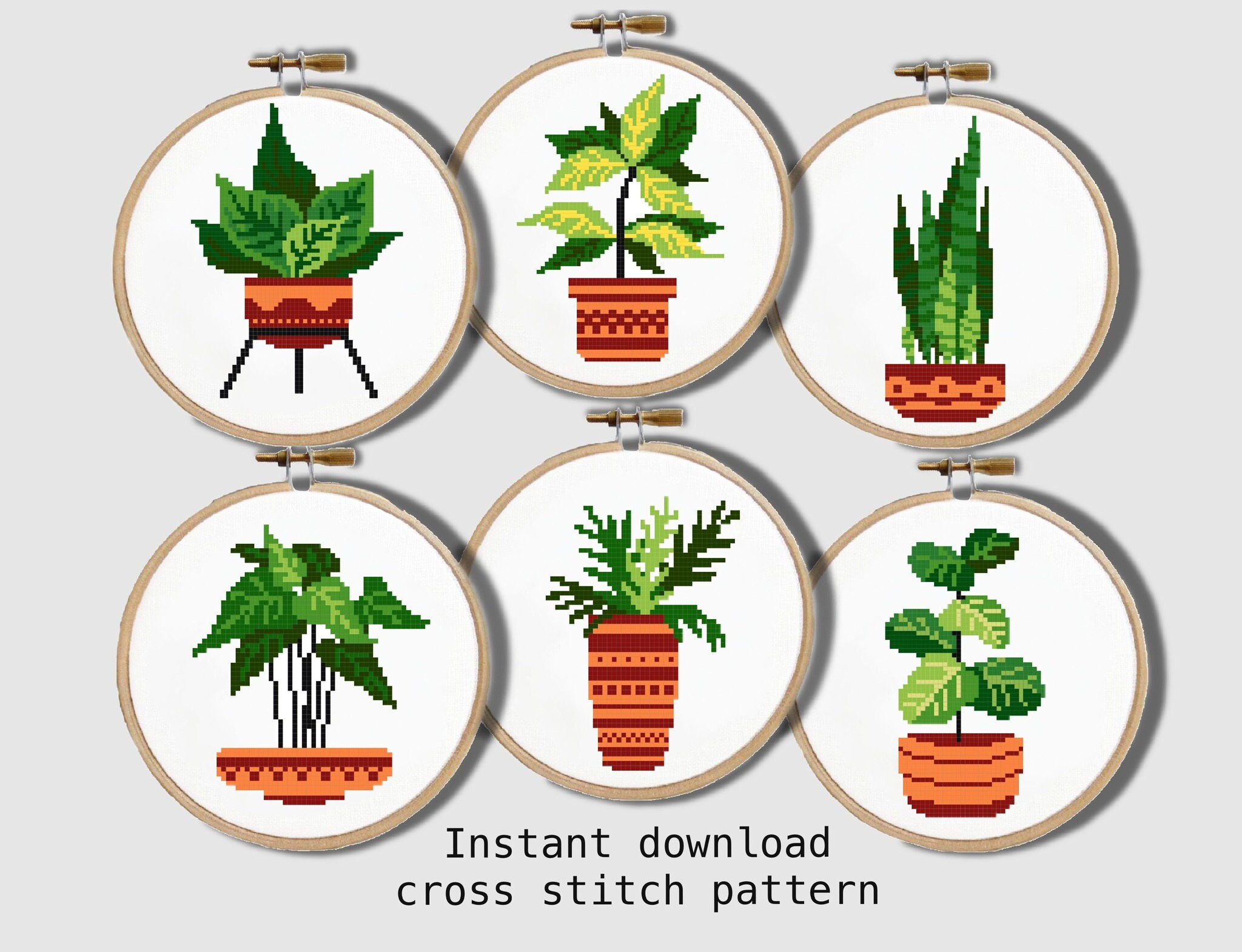 Modern Plants Cross Stitch Pattern, Easy Floral Botanical Design (PDF ...