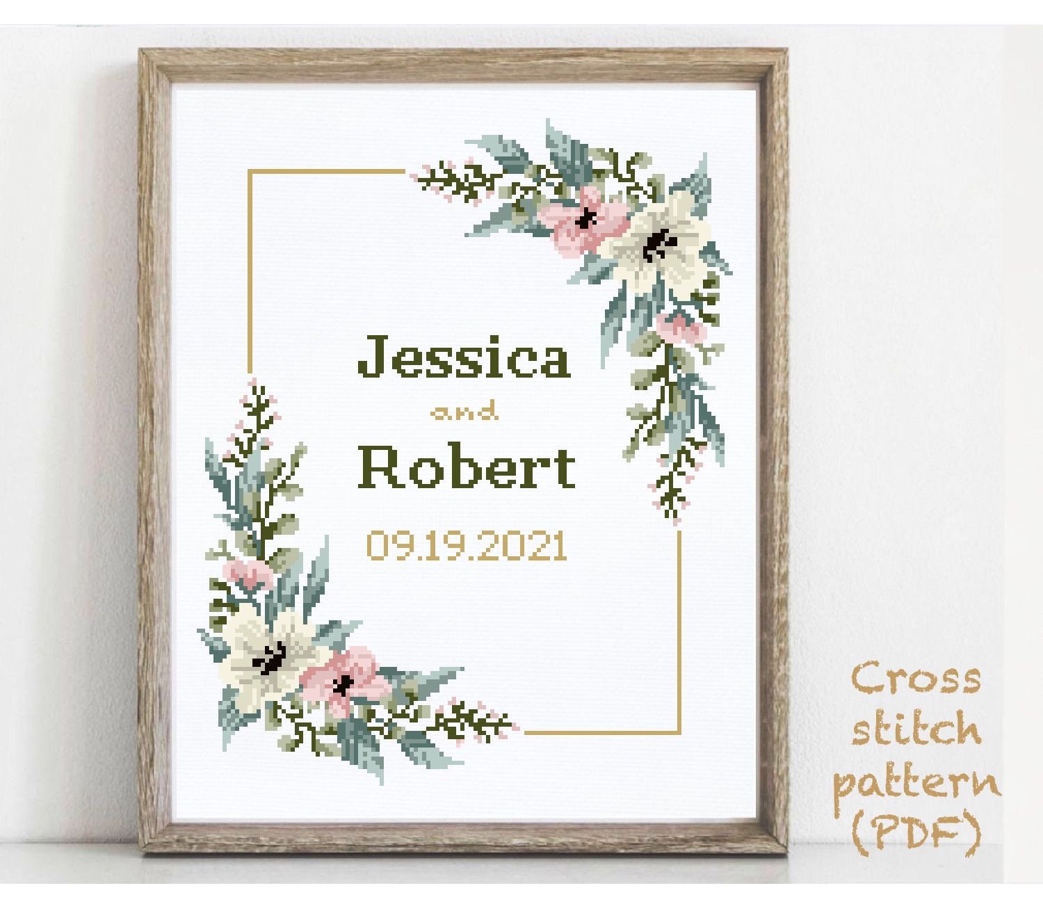 Wedding Modern Cross Stitch Pattern Personalized Counted - Etsy