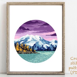 Landscape Modern Cross Stitch Pattern, Nature Easy Counted Cross Stitch ...