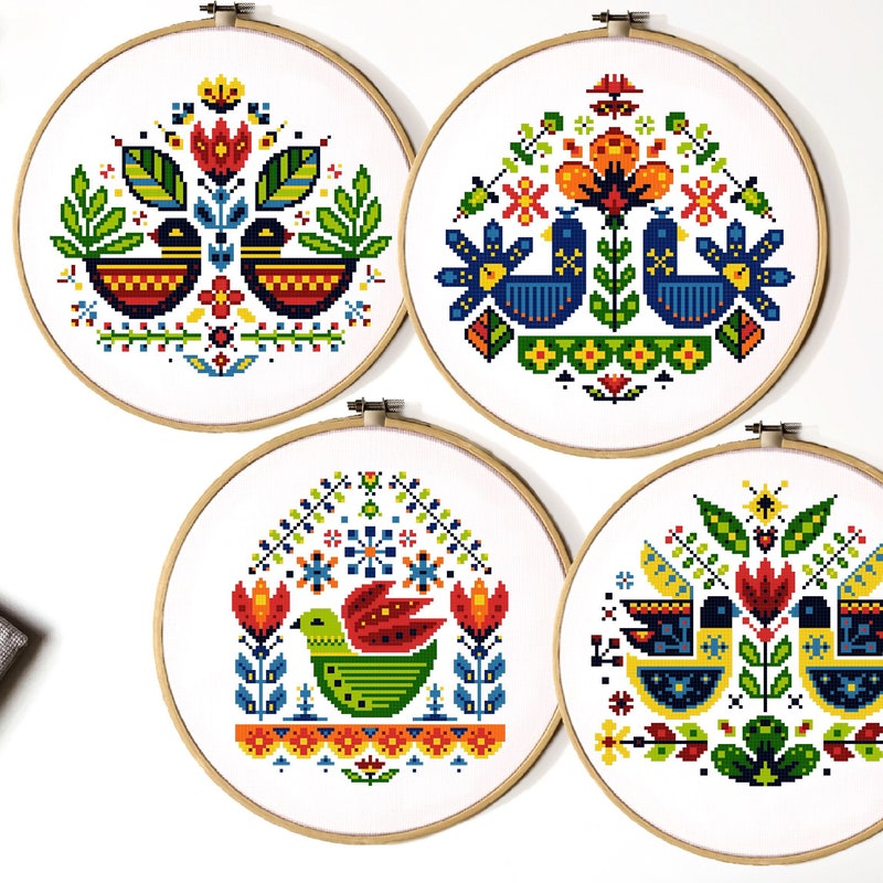 Folk Art Cross Stitch - Etsy